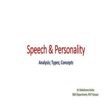 Speech and Personality; Analysis of personality; Types of personality ...