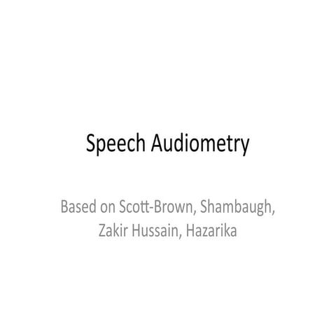 Speech audiometry & masking | PPTX