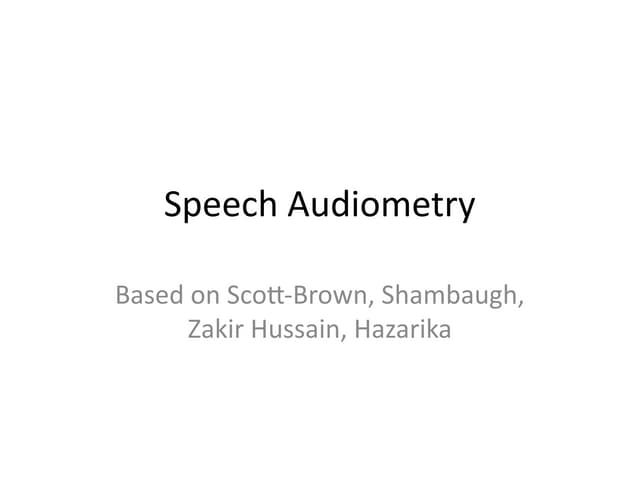 Speech audiometry & masking | PPTX