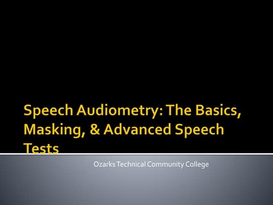 Introduction to Basic Audiology | PPT