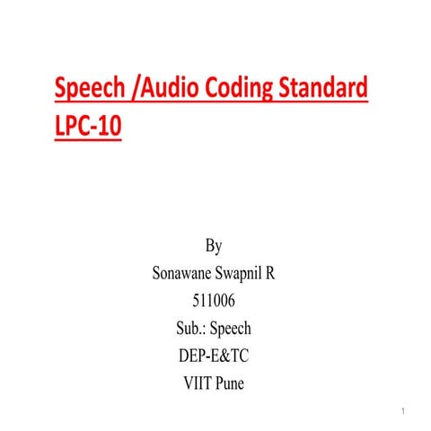 Speech coding std | PPTX