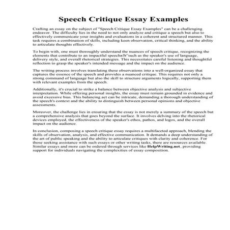 Speech Critique Essay Examples.pdf