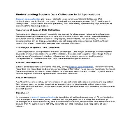 Unlocking the Power of Speech Recognition Dataset: A Key to Seamless Communication | PDF