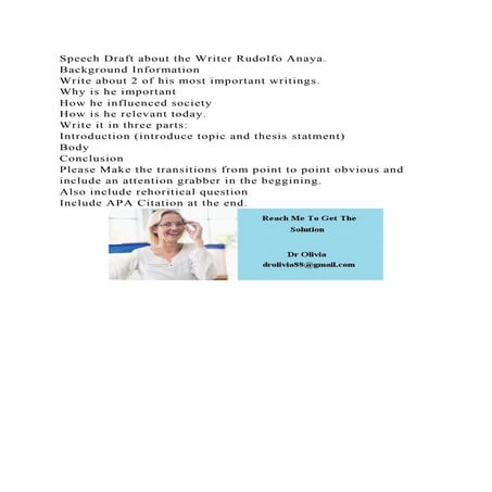 Speech Draft about the Writer Rudolfo Anaya.Background Information.docx