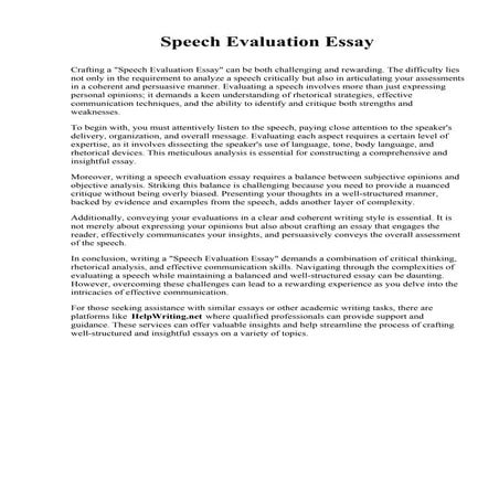 Speech Evaluation Essay. United States Air Force Academy | PDF