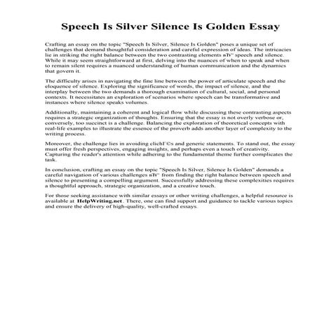 Speech Is Silver But Silence Is Golden Essay.pdf