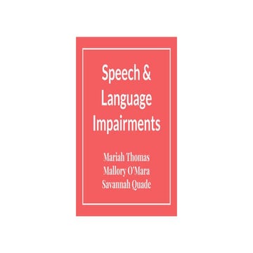 Speech and Language Impairments | PDF