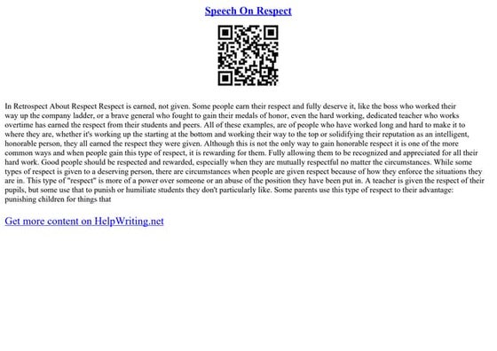 Respect | PPT | Family and Relationships