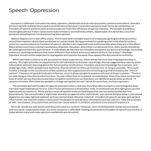 Speech Oppression Essay | PDF