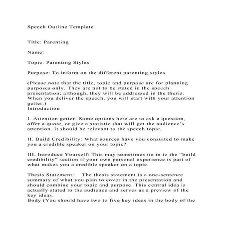 Self Introduction Speech Outline Templates