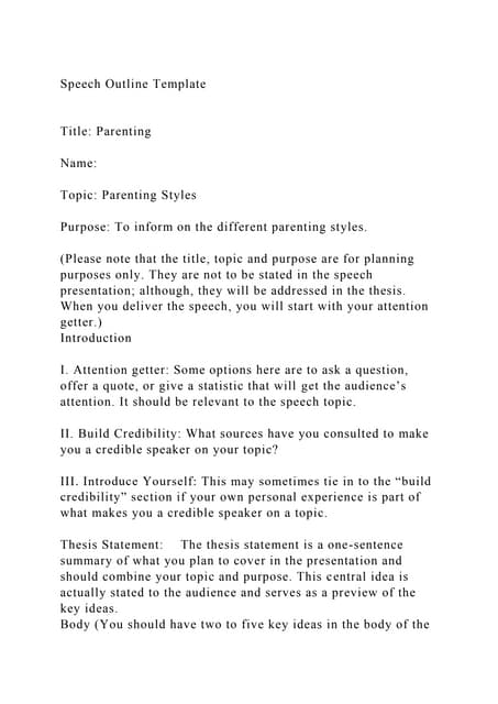 Informative Presentation Delivery OutlineI. HeaderSpeec.docx