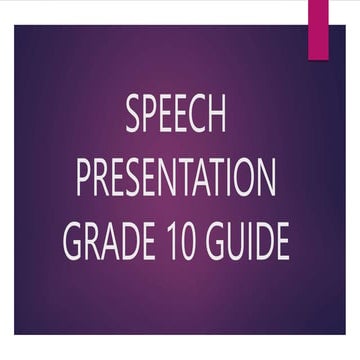 SPEECH PRESENTATION for grade ten student | PPT
