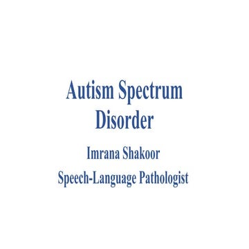 Speech presentation on autism spectrum disorder | PPT