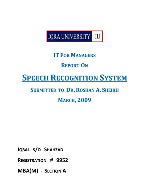 Speech recognition - how does it work? | PDF