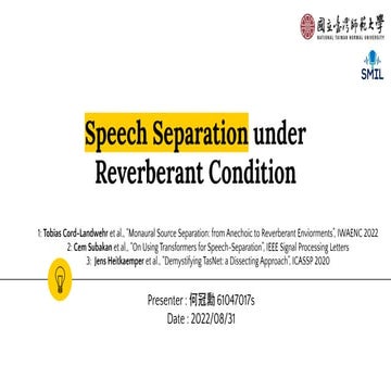 Speech Separation Under Reverberant Condition Pdf