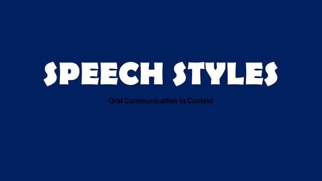 5 TYPES OF COMMUNICATIVE STYLES (MARTIN JOOS) | PPTX