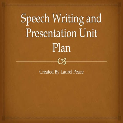 Speech writing and presentation unit plan part 1 | PPTX