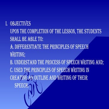 SPEECH WRITING LESSON PPTQ1 Q1 PPT...... | PPTX