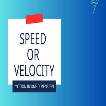 Speed - Grade 7 - Demonstration Observation pptx | PPT