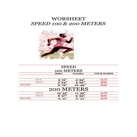 Speed 100 m and 200m | DOC | Track and Field | Sports