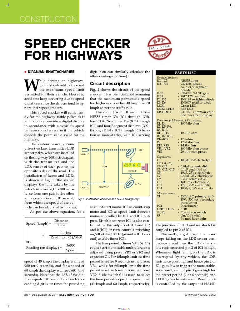 Speed checker for highway
