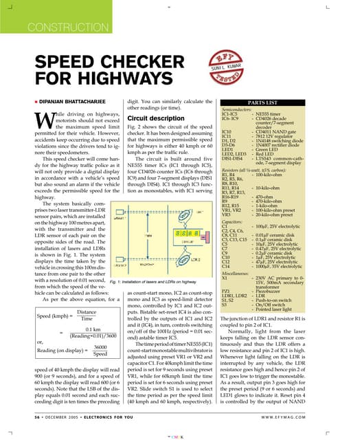 Speed checker for highways | DOCX