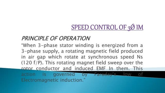 Speed control of 3 phase induction motor | PPTX