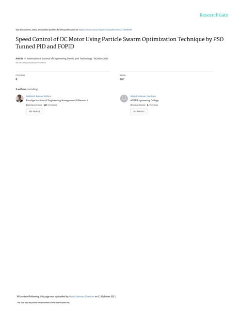 Speed Control Of Dc Motor Using Particle Swarm Opt Pdf