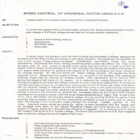 Speed control of universal motor using scr | PDF