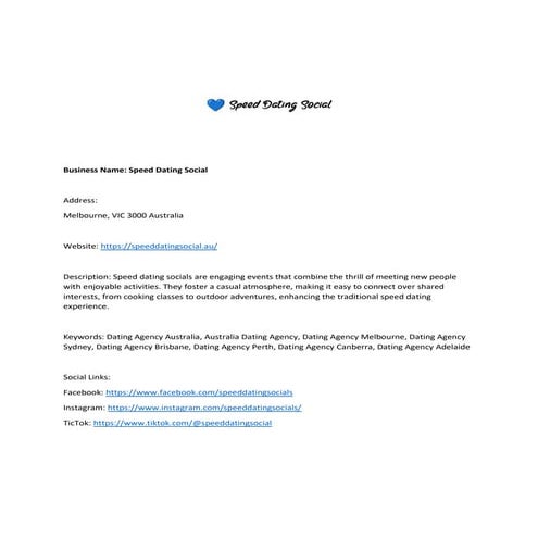 Speed Dating Social | PDF