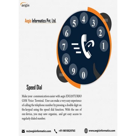 Aegis Speed Dial - Fixed Cellular Terminal | PDF