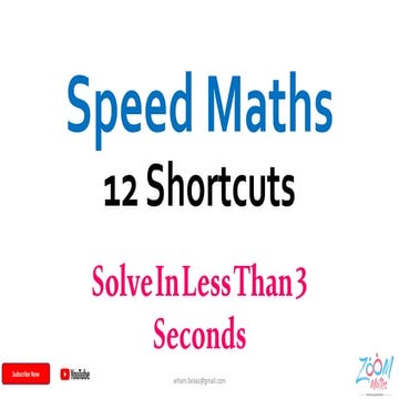 Speed maths 12 tricks shortcuts fast vedic mental maths | solve in less ...