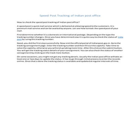 Speed post tracking of indian post office | DOCX