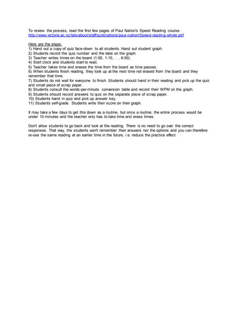 Speed reading chart | PDF