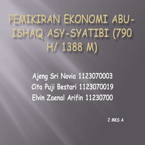 Pemikiran Ekonomi Abu Ishaq Asy-Syatibi | PPTX