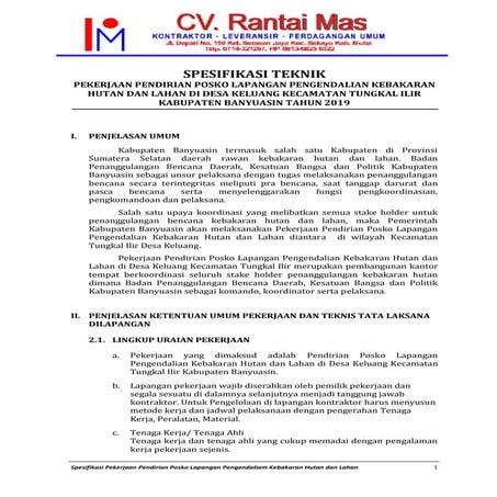 Spesifikasi Teknis | PDF