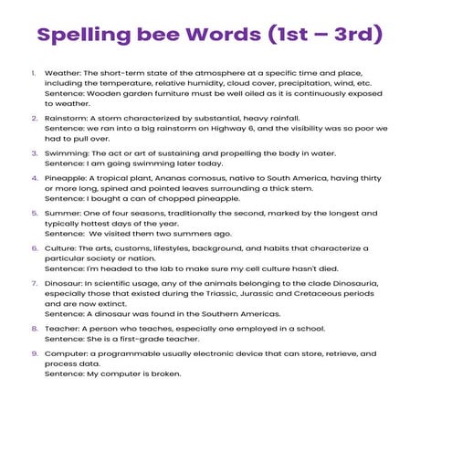 Spelling bee Words.pdf | Weather | Science