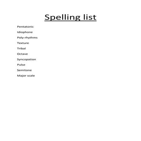 Spelling list world music 2 | PDF