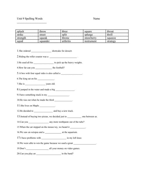 Spelling List # 4 | DOC