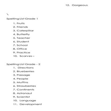 Spelling list grade 1 5 | DOCX
