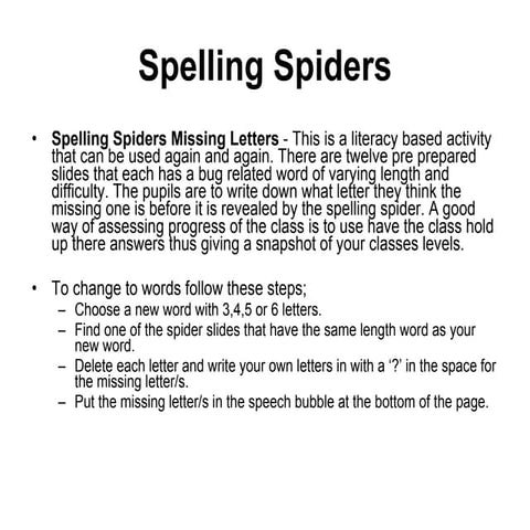 Spelling Spiders | PPT