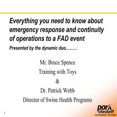 Bruce Spence - Animal Health Emergency Table Top Exercise | PPT