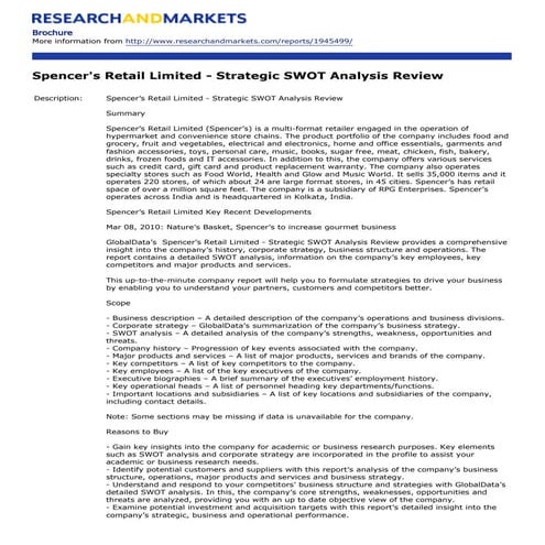 Spencers retail limited_strategic_swot | PDF