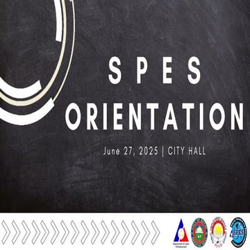 SPES-ORIENTATION FOR SPES NEWLY HIRED IN CITIES | PDF