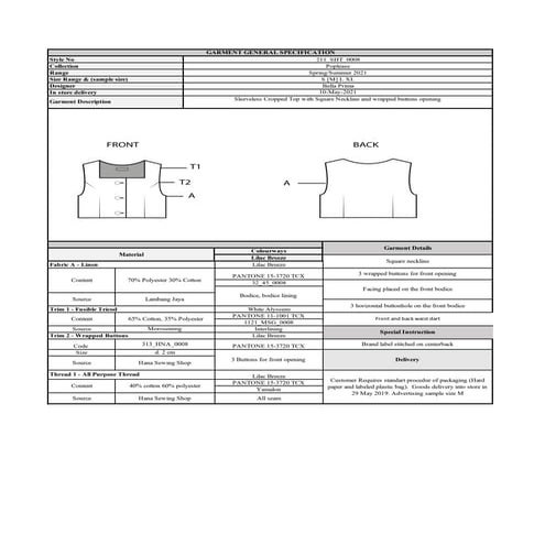 Tech Pack Fashion Womenswear for LCDP 2022 | PDF