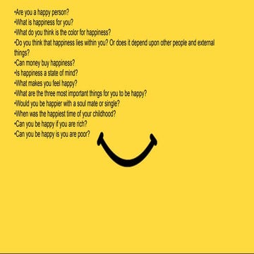 Topic: Happiness Part 1-Speaking Questions for Warm-ups | PPTX