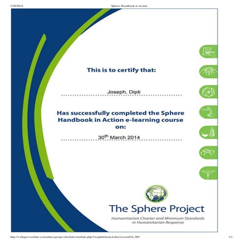 Sphere handbook in action certificate | PDF