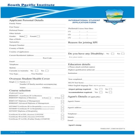 SPI Spi application form version v1012 | PDF
