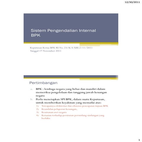 Sistem Pengendalian Internal BPK | PDF