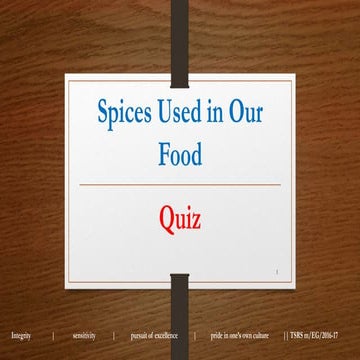 Spices used in our food quiz | PPTX